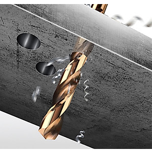 Powertough Titanium Drill Bit Set - 21-Piece M35 Co 5% High Speed Steel HSS for Steel Alloy and Other Hard Metals Fully Ground with 135°Split Point Drill Bits in Deluxe Metal Box E01014