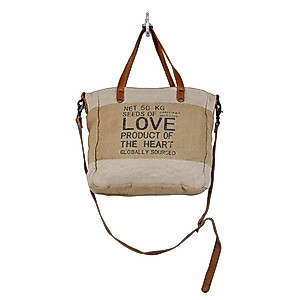 Myra Bag Sustainable Organic Fabric Market Bag Upcycled Cotton & Leather S-2887