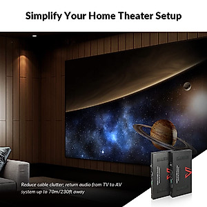 ARC HDMI Extender 4K@60Hz 4:4:4 Over Cat5e/6/6a/7 Cable up to 130ft, HDBaseT Extender, Audio Return Channel, S/PDIF Audio Pass Through, HDMI 2.0, HDCP2.2, CEC, PoE & Dual IR, RS232, Atmos & DTS:X