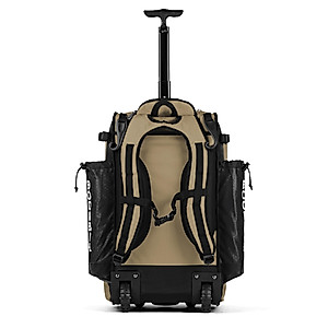 Boombah Catchers Superpack Hybrid Rolling Bat Bag - Black/Vegas Gold - Wheeled & Backpack Version