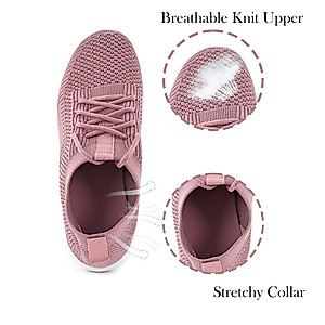 YESKIS Tennis Shoes Size 2 Girl Big Kids Running Sneakers Kid Breathable Lightweight Lace Up Athletic Shoe Pink