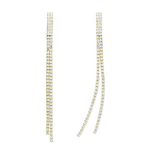 YOQUCOL Golden Boho Tassel Chandelier Earrings Cubic Zirconia Crystal Two Long Drop Dangle Chain Bohemian Earrings for Women