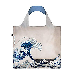 LOQI Art Lover Pocket, Hokusai Wave & Fuji Reusable Grocery Bags, One Size