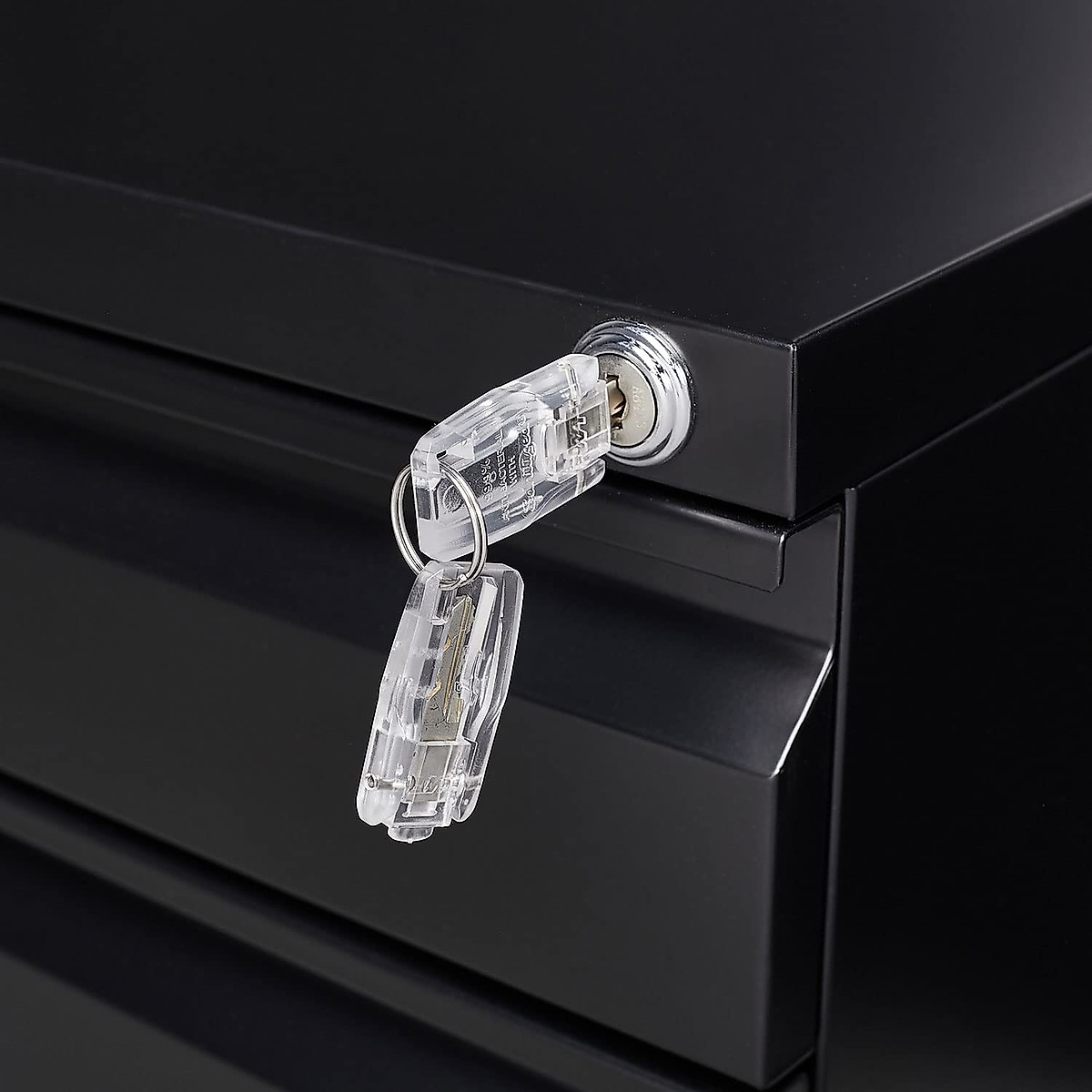 FIVESHOW 3-Drawer Mobile File Cabinet with Lock, Office Storage Filing Cabinet for Legal/Letter Size, Pre-Assembled Metal File Cabinet Except Wheels Under Desk(Black) (Black)