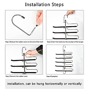 Pants Hangers Space Saving,5 Layers Pants Hangers with Non-Slip Foam Padded Swing Arm Trousers Hangers Heavy Duty Multi-Layer Pants Hangers Rack for Jeans Trousers Skirts Scarf(2 Pack)