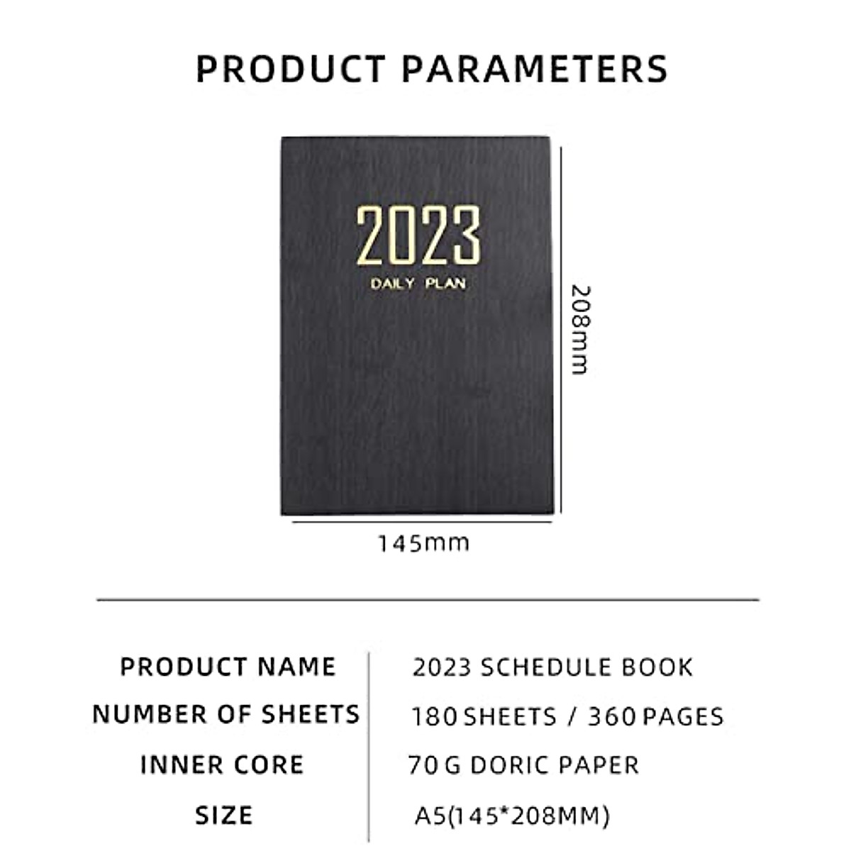 GuaziV Planner 2023-2024, Monthly & Weekly & Daily Planner to Increase Productivity, A5 Day Business Work Planners for Men Women (Black)