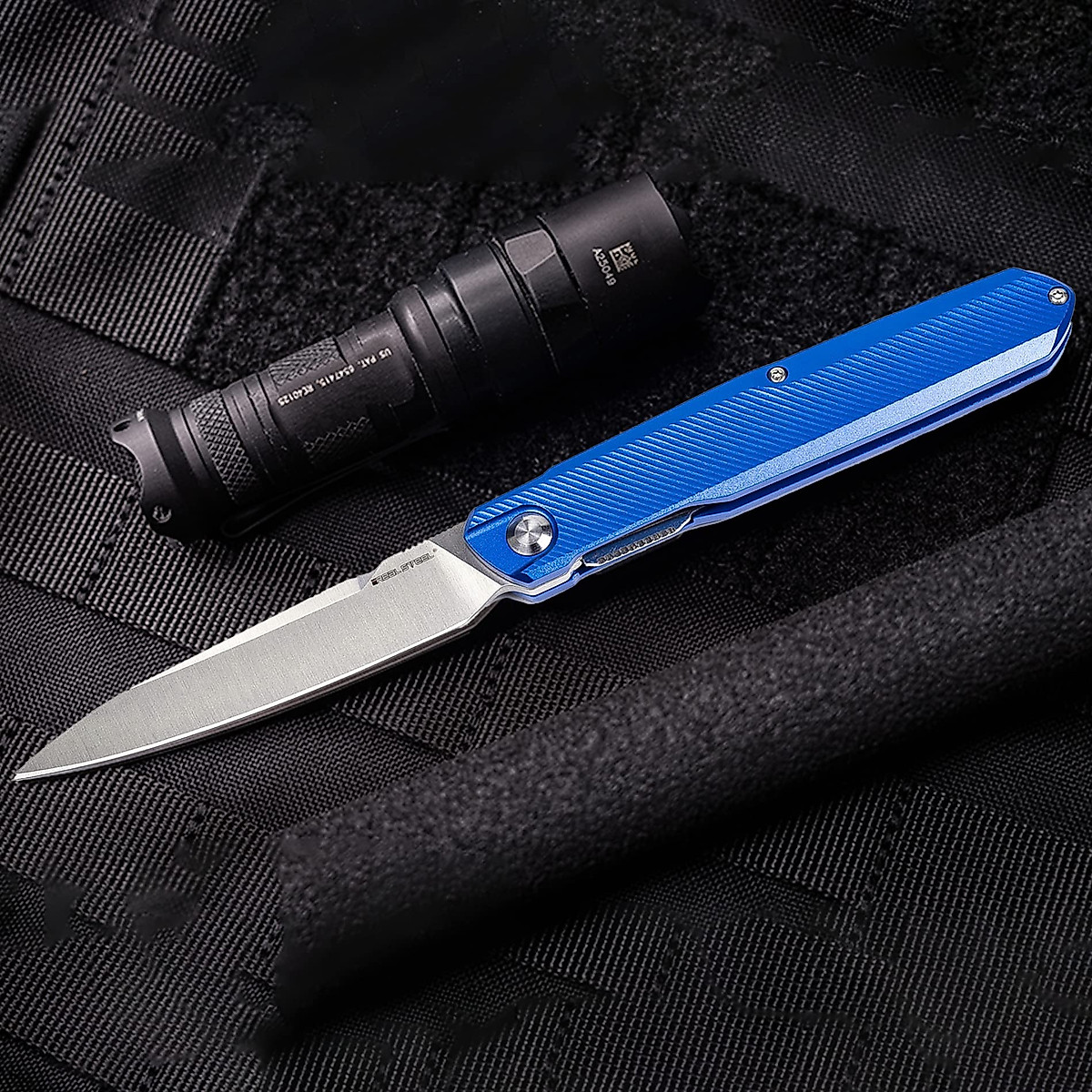 Real Steel G5 Metamorph Mk.II Folding Pocket Knife - Sandvik 14C28N Blade, Aluminum Handle - Camping, EDC Knife for Men and Women (Intense Blue)