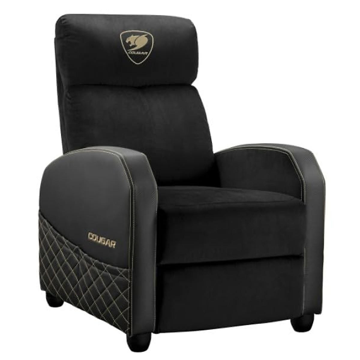 COUGAR Ranger Elite Gold Gaming Sofa, Plush Velvet Upholstery, Side Pocket, Foldable Footrest & Reclining Backrest
