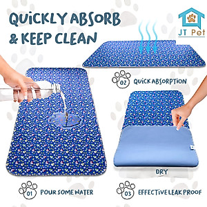 JT Pet Guinea Pig Cage Liner Fleece Cage Liners Puppy Pads Washable Reusable Waterproof Pee Pads Hamster Bedding Extra Large Dog Crate Lining (Set of 4 - 47" x 24") (Blue Red Piggies)