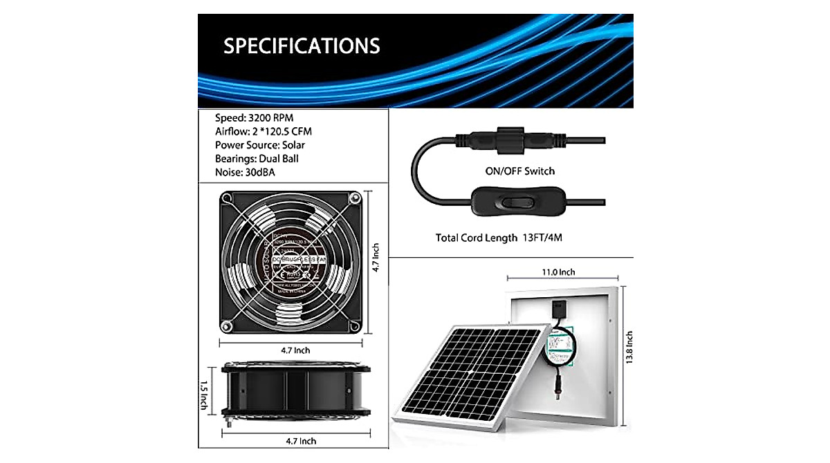 Allto Solar Waterproof Solar Fan Kit - Eco-Friendly Cool Ventilation