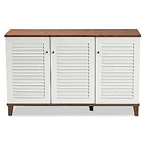 Baxton Studio Coolidge Modern and Contemporary Walnut Finished 8-Shelf Wood Shoe Storage Cabinet