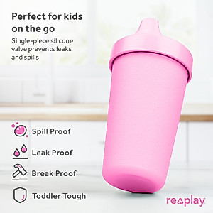 Re-Play Made in USA 10 Oz. Sippy Cups for Toddlers, Pack of 4 - Reusable Spill Proof Cups for Kids, Dishwasher/Microwave Safe - Hard Spout Sippy Cups for Toddlers 3.13" x 6.25", Princess