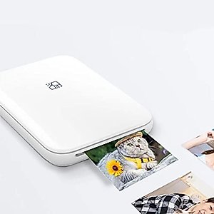 LUNNUN Wireless Mobile Photo Mini Color Printer (White) Compatible with iOS and Android Bluetooth Devices with Photo Paper (20 Sheets) 2 × 3 inches