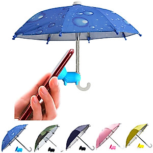 FantasyBear UV Protection Phone Umbrella,Universal Adjustable Piggy Suction Cup Phone Stand Umbrella for Phone,Stand Sun Visor,Sun Shade Cover Sun Shield Phone Suction Cup Holder (Blue)
