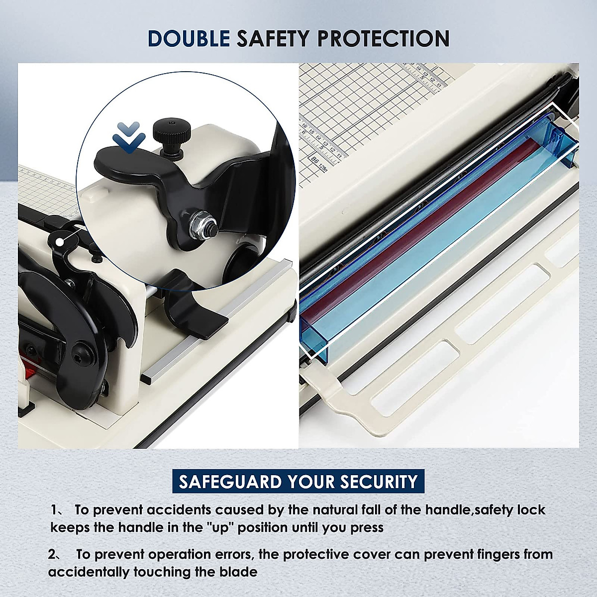 FAHKNS 17 Heavy Duty Guillotine Trimmer Paper Cutter,Cortadora de Papel 400 Sheets Paper Trimmer with Double Safety Protection Durable HSS Blade for Cutting Paper