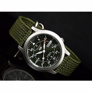 Men's SNK805 SEIKO 5 Automatic Stainless Steel Watch with Green Canvas