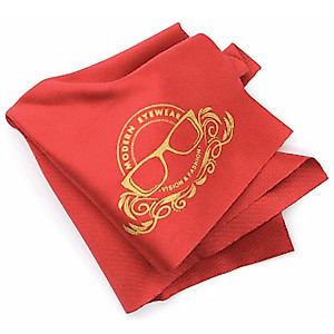 Modern Eyewear Hard Sunglasses Case | Velvet Protective Hard Glasses Case for Men and Women with Cleaning Cloth | Large Red