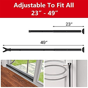 Door Security Bar, 3-in-1 Security Door Stoppers for Sliding Patio, Adjustable Front Door & Window Barricade Security Stick for Home Security, Door Lock Bar from Inside for Apartment