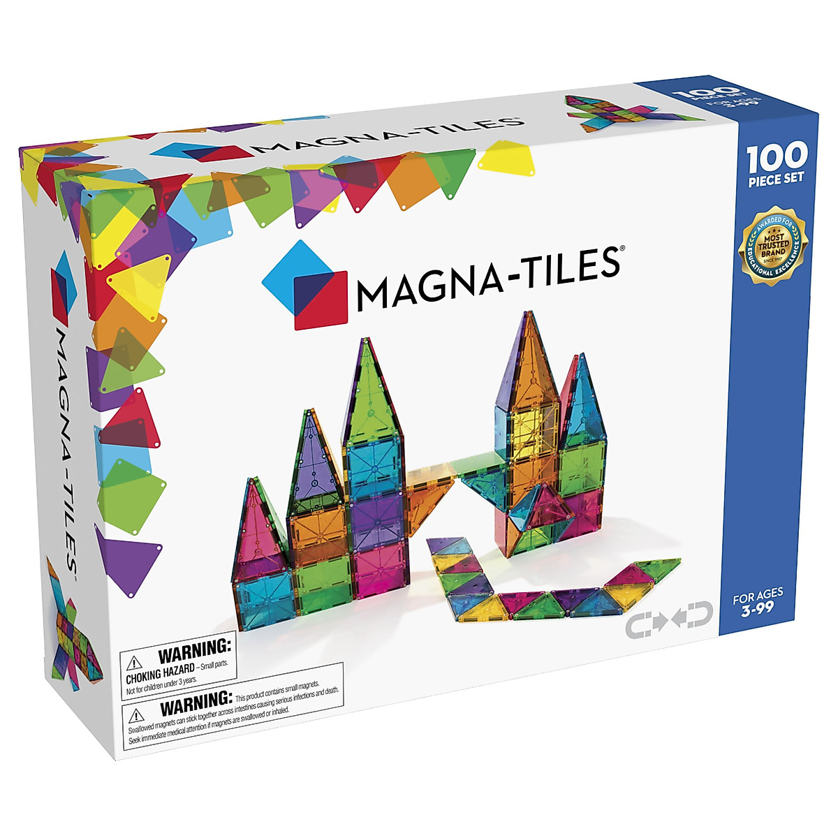 MAGNA-TILES Classic 100-Piece Magnetic Construction Set, The ORIGINAL Magnetic Building Brand