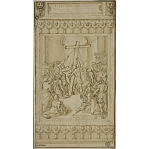 ArtDirect Cesare Nebbia 12x18 Black Modern Frame and Double Matted Museum Art Print Titled - Saint Helena Kneeling Before the True Cross (C. 1582)