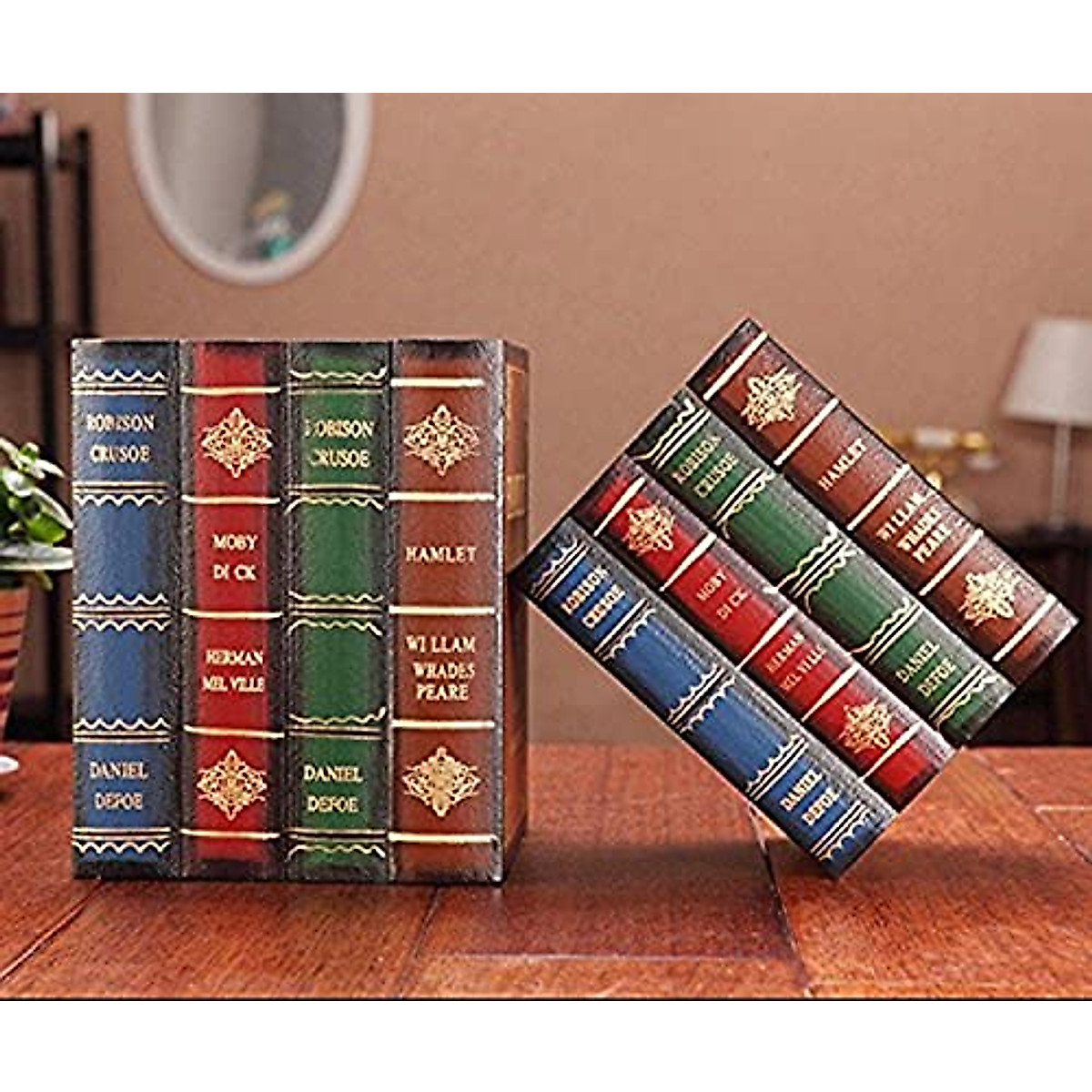 B&S FEEL Wooden Antique Book Box, Set of 2