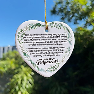 Godparent Ornaments Keepsake Gifts from Goddaughter Godson Godchild Baby, Will You Be My Godparent, Birthday Christmas Pregnancy Announcement Plaque Sign Gifts for Auntie Uncle Godparent to Be