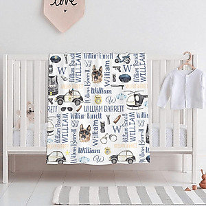 Custom Police Service Baby Blanket Soft Flannel Fuzzy Warm Plush Lightweight Throw for Bed Couch Sofa Camping Good Gift for Kid Boy Girl Teen 40''x 50'' for Kids/Child