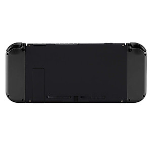 eXtremeRate Soft Touch Grip Black Console Back Plate DIY Replacement Housing Shell Case for Nintendo Switch Console with Kickstand – JoyCon Shell NOT Included