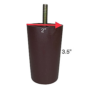 ProFurnitureParts 3.5" Inch Brown Round Tapered Plastic Sofa Couch Chair Legs Set of 4 (3.5)