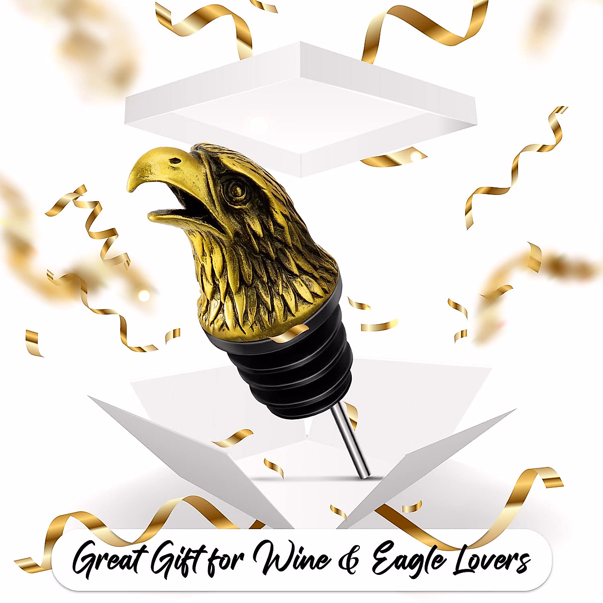 Lion Wine Pourer for Wine Bottles, Stainless Steel Animal Bar Liquor Bottle Pourer Liquor Pour Spout for Liquor Bottles, Speed Pourer Wine Areator Spout Bottle Pourer for Alcohol (Eagle Head)