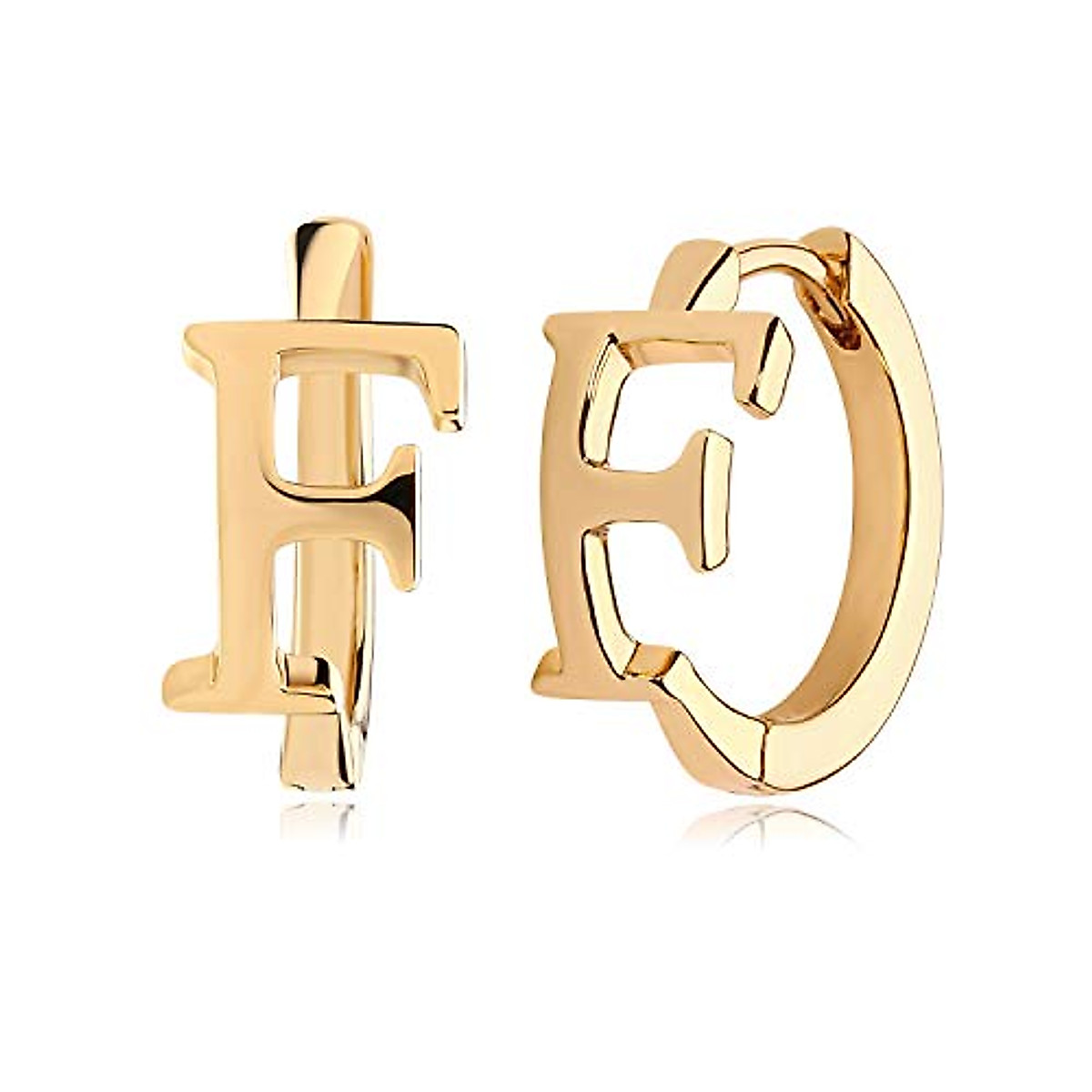 MYEARS Women Huggie Hoop Earrings Gold Initial F Sleeper 14K Gold Filled Small Simple Delicate Handmade Hypoallergenic Personalized Jewelry Gift