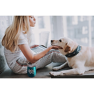 Fancyfams - Dog Mom - 12 oz Stainless Steel Wine Tumbler with Lid and Straw (Dog Mom -Turquoise)