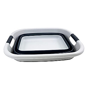 SAMMART 25L (6.6 Gallon) Collapsible Laundry Basket/Tub - Foldable Storage Container/Organizer - Portable Washing Bin - Space Saving Hamper, Water Capacity: 19L (5 Gallon) (Grey/Slate Grey)