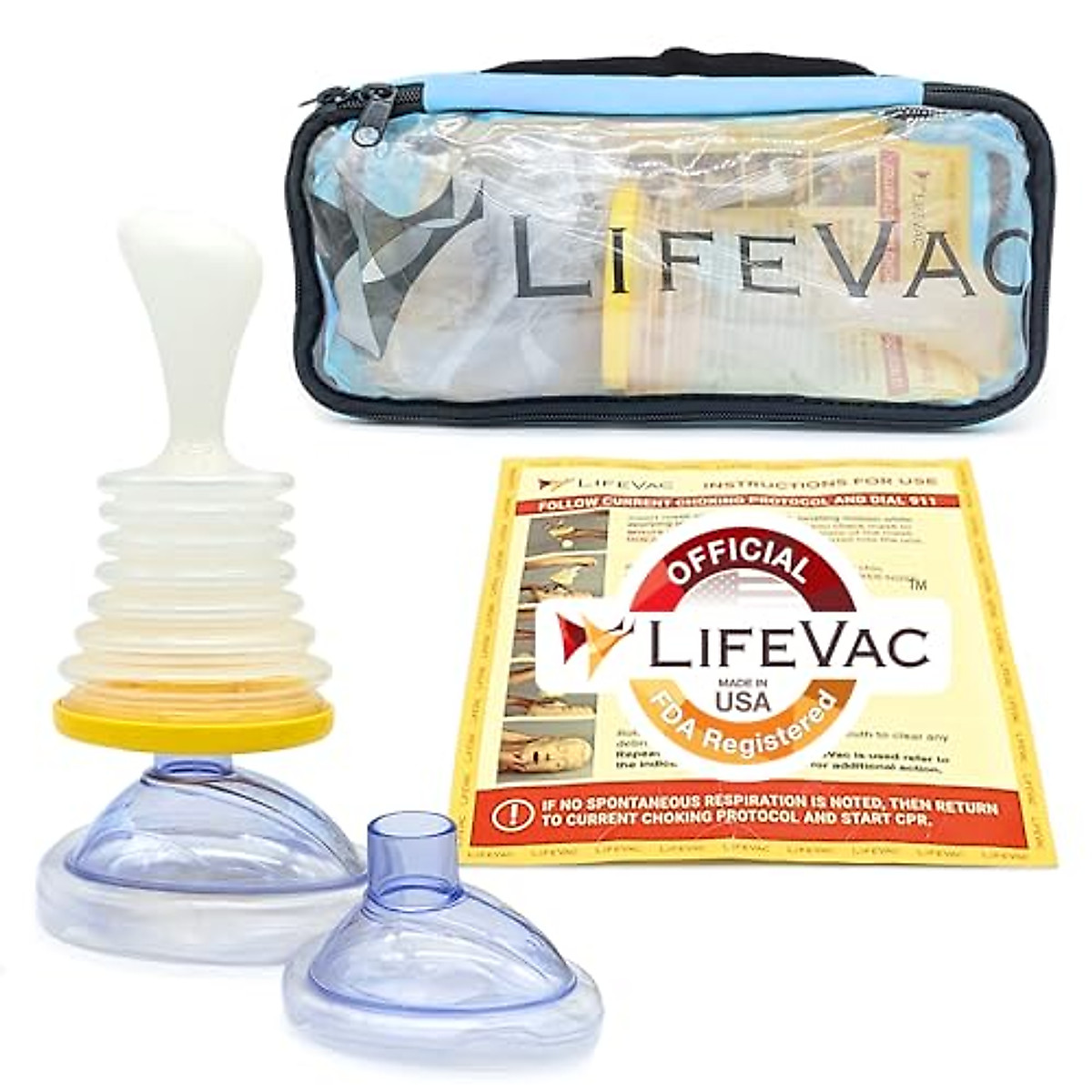 LifeVac Choking Rescue Device for Kids and Adults | Portable Airway Assist & First Aid Choking Device | Blue Travel Kit