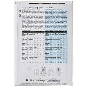 BUTTERICK PATTERNS B3351 Children's/Girls' Jacket & Dress, Size 6-7-8