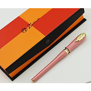 Picasso Greek Irene Fountain Pen Extra Fine Nib Pink Color Bud Cap Leaf Clip Uniqu Style Gift Box Set