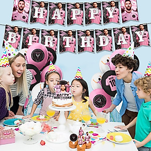 Soccer Star Birthday Party Decoration, Include Miami CF Birthday Banner, Cake Topper, Latex Balloons, for Football Theme Fans, Kids Birthday Party Supplies, Baby Shower