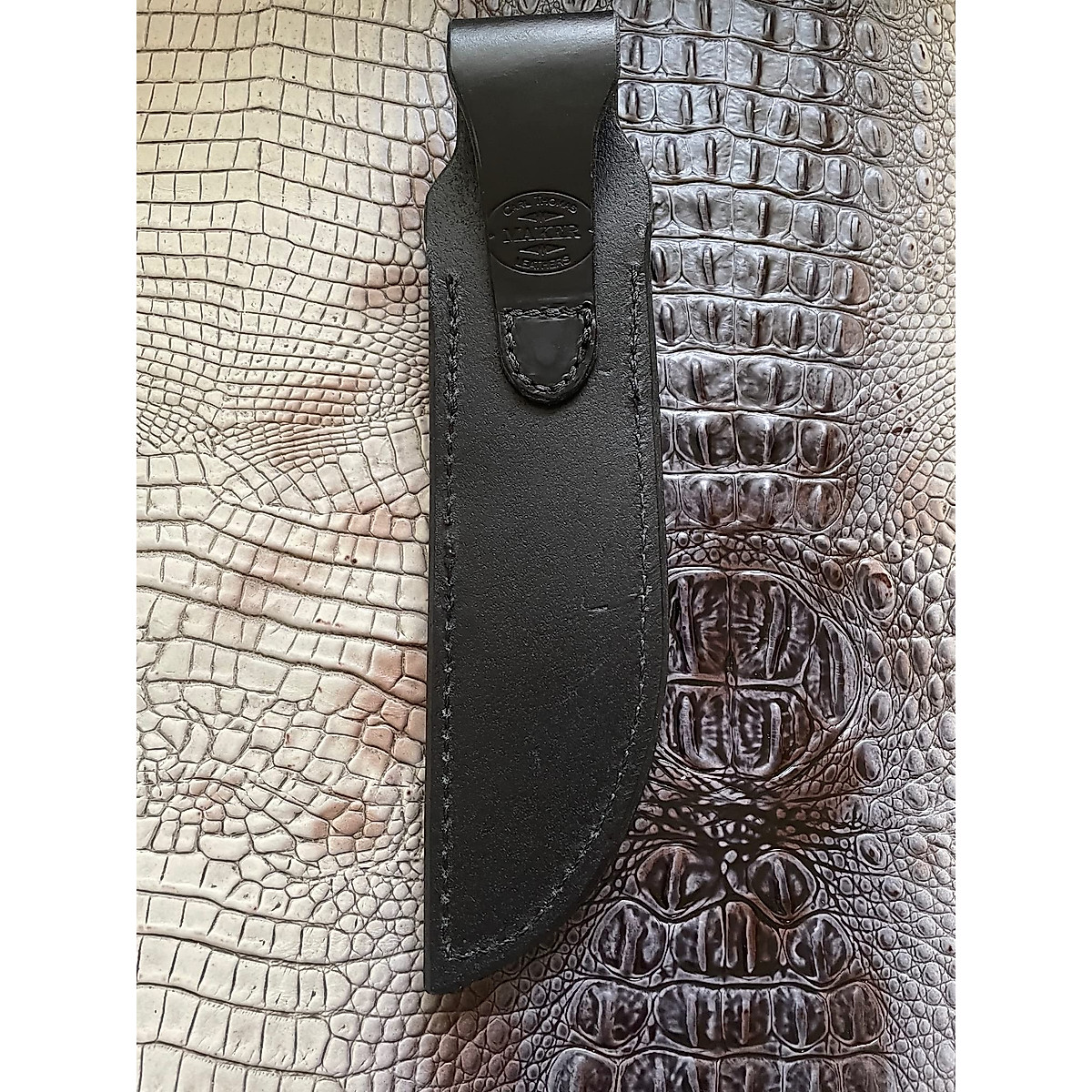 Custom Leather Right Hand Knife Sheath Fits Buck 124, Fixed Blade Knife Holder, Black