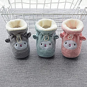 Lykmera Children Floor Boots Toddler Shoes Cotton Shoes Plus Velvet Thick Warm Soft Soles Cute Shoes Snow Boots Shoes (Grey, 6-12 Months)