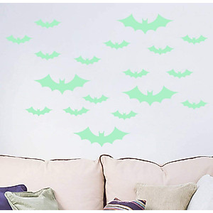 Halloween Bats Wall Decals Decorations Glow in The Dark, Fluorescence Wall Stickers for Halloween Party Kids Home Room Decals