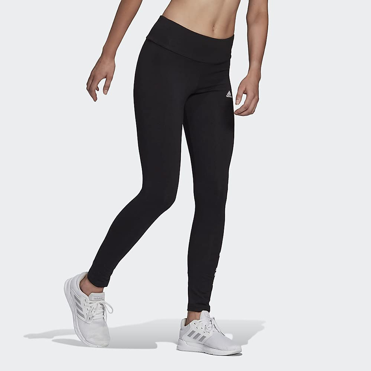 adidas womens Loungewear Essentials High-waisted Logo Leggings Tights, Black/White, 3X US