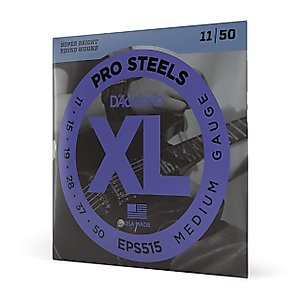 D'Addario Guitar Strings - ProSteels Electric Guitar Strings - Round Wound - Brighter, Crunchier, Increased Sustain - EPS515 - Medium, 11-50