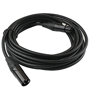 MFL. 15 ft DMX Cable 3 Pin XLR Male to Female Connector Wires for Stage Lighting DJ Lights 22 AWG 110 Ohms, Black Connector, Pack of 4
