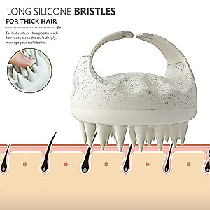 Sndyi Scalp Massager Shampoo Brush, Scalp Scrubber with Soft Silicone Bristles, Scalp Exfoliator for Dandruff Removal, Scalp Massager for Hair Growth, Wet Dry Hair Brush for Scalp Care, Beige