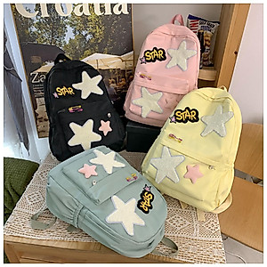 hunmui Y2k Backpack, Cute Kawaii Aesthetic Backpack for Women, Portable Daypacks for Travel (Black)