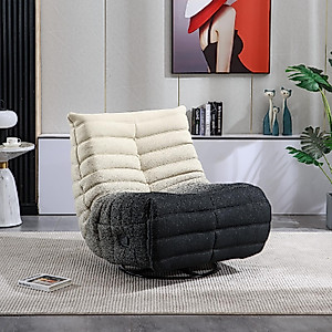 Wycian Chair Cushion Seat, Sofa Chair 1PC Swivel White Black Velvet Foam 33.50" L 38.60" W 35.80" H for Living Room Bedroom Dining Rooms Garden