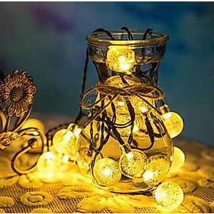 SNOMYRS Solar String Lights Outdoor 50Led 22.9Ft Patio Lights, Waterproof Solar Crystal Decor Ball Light with 8 Lighting Modes for Garden Patio Home Porch Wedding Party Decor (Warm White