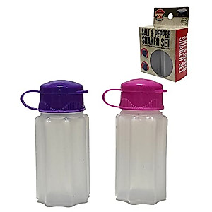 Azi 2pc NO SPILL Mini Camping Salt & Pepper Shakers - To Go Salt Shaker for Picnic Work Lunch Box Travel RV Outdoors Hunting Fishing (1.18 oz each) - Tight Seal - BPA FREE