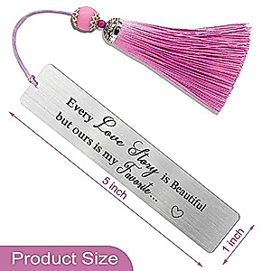 YUWANTR Every Love Story is Beautiful, But Ours is My Favourite Metal Bookmark Book Lover Gifts for Woman Man Teens Students Friends Bookworm Readers Teacher's Birthday Valentine's Day Gifts