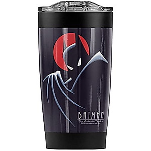 Batman: The Animated Series Behind The Cape Stainless Steel Tumbler 20 oz Coffee Travel Mug/Cup, Vacuum Insulated & Double Wall with Leakproof Sliding Lid | Great for Hot Drinks and Cold Beverages